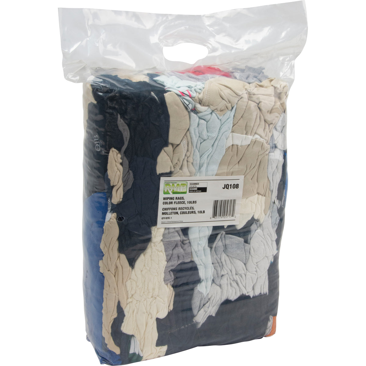 Recycled Material Wiping Rags, Fleece, Mix Colours, 10 lbs. — shopSafety.ca