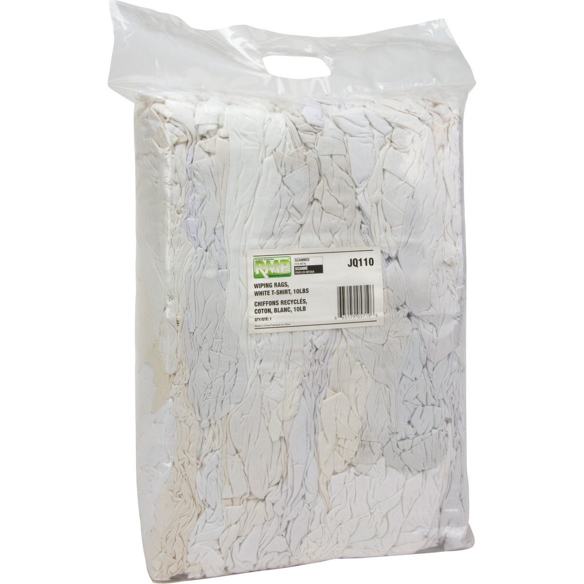 Recycled Material Wiping Rags, Cotton, White, 10 lbs. — shopSafety.ca