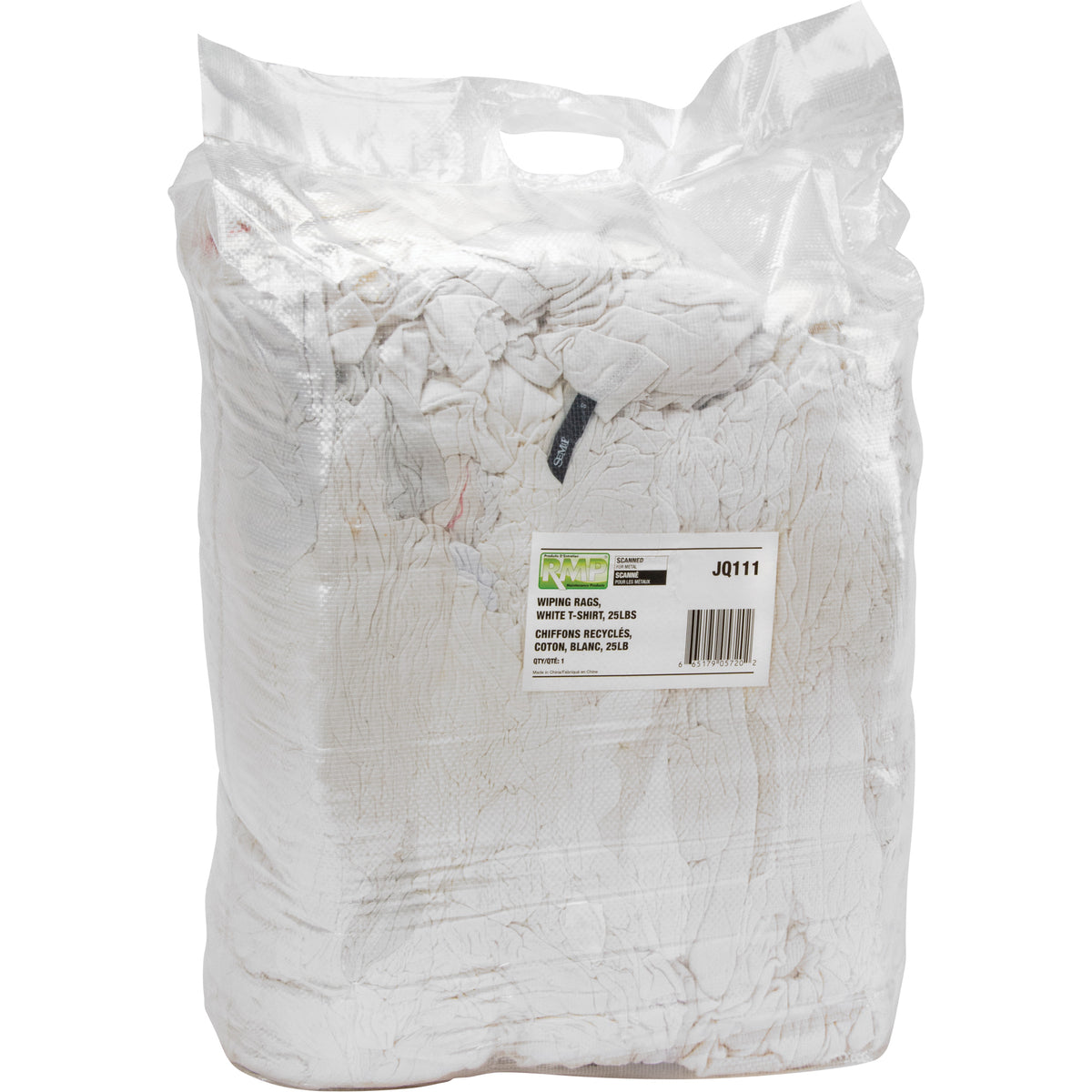 Recycled Material Wiping Rags, Cotton, White, 25 lbs. — shopSafety.ca