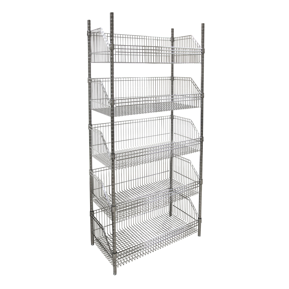 Wire Basket Shelving Unit, 5 Tiers, 36" W x 74" H x 18" D — shopSafety.ca