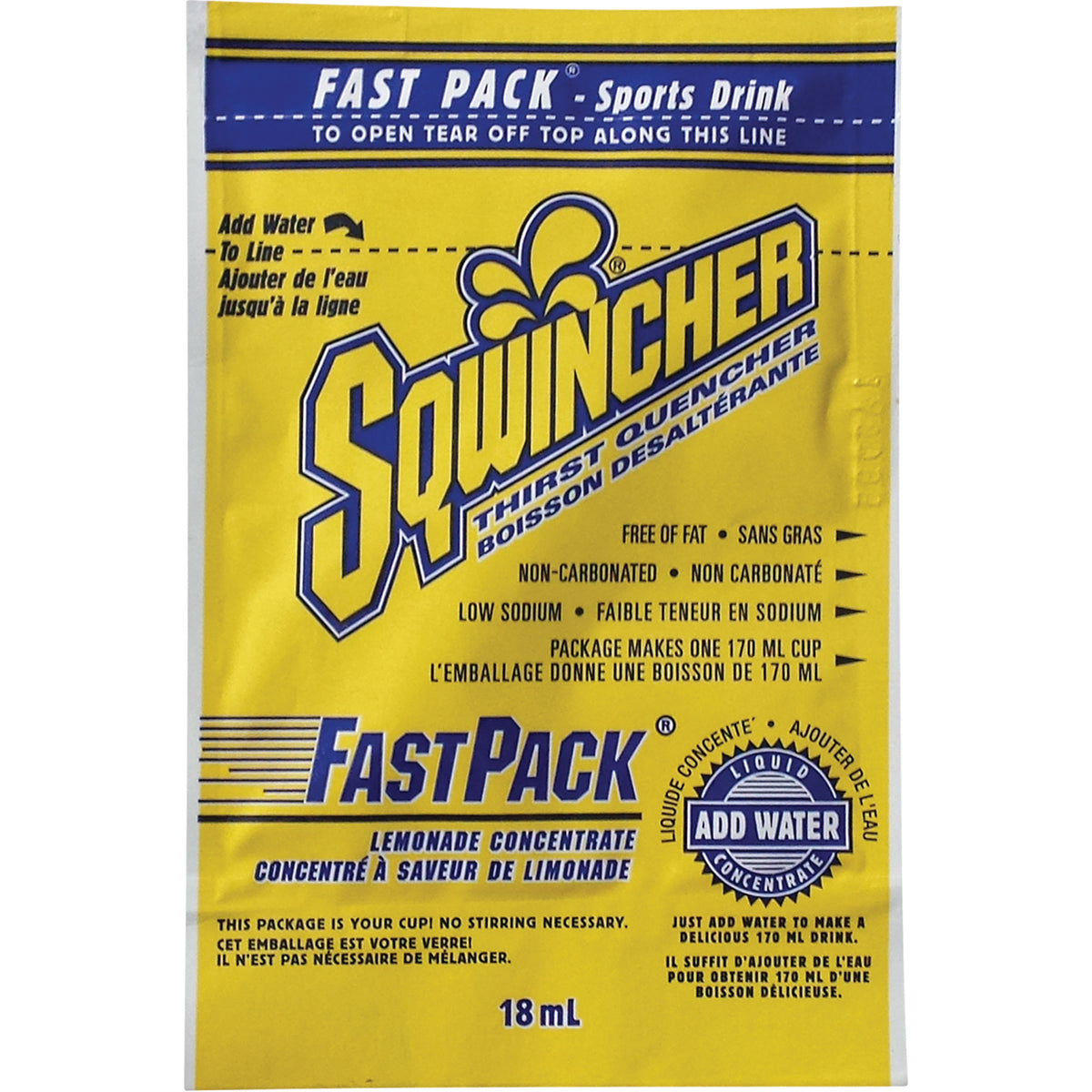 Sqwincher® Rehydration Drink Fast Pack®, Single Serve, Lemonade ...