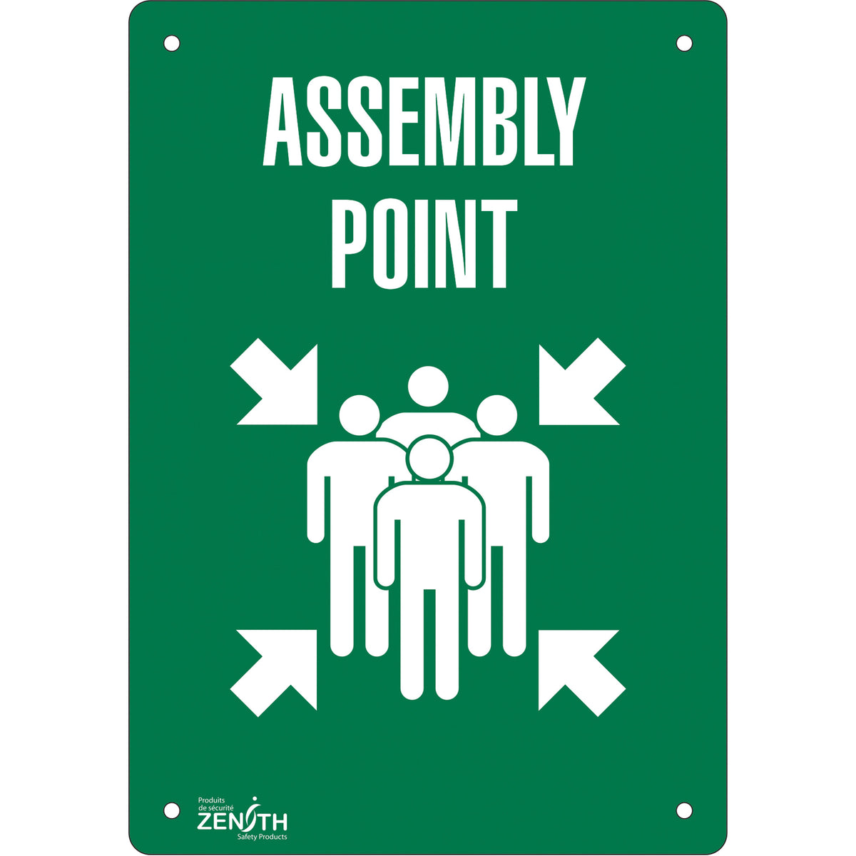 "Assembly Point" Sign, 20" x 14", Aluminum, English with Pictogram ...