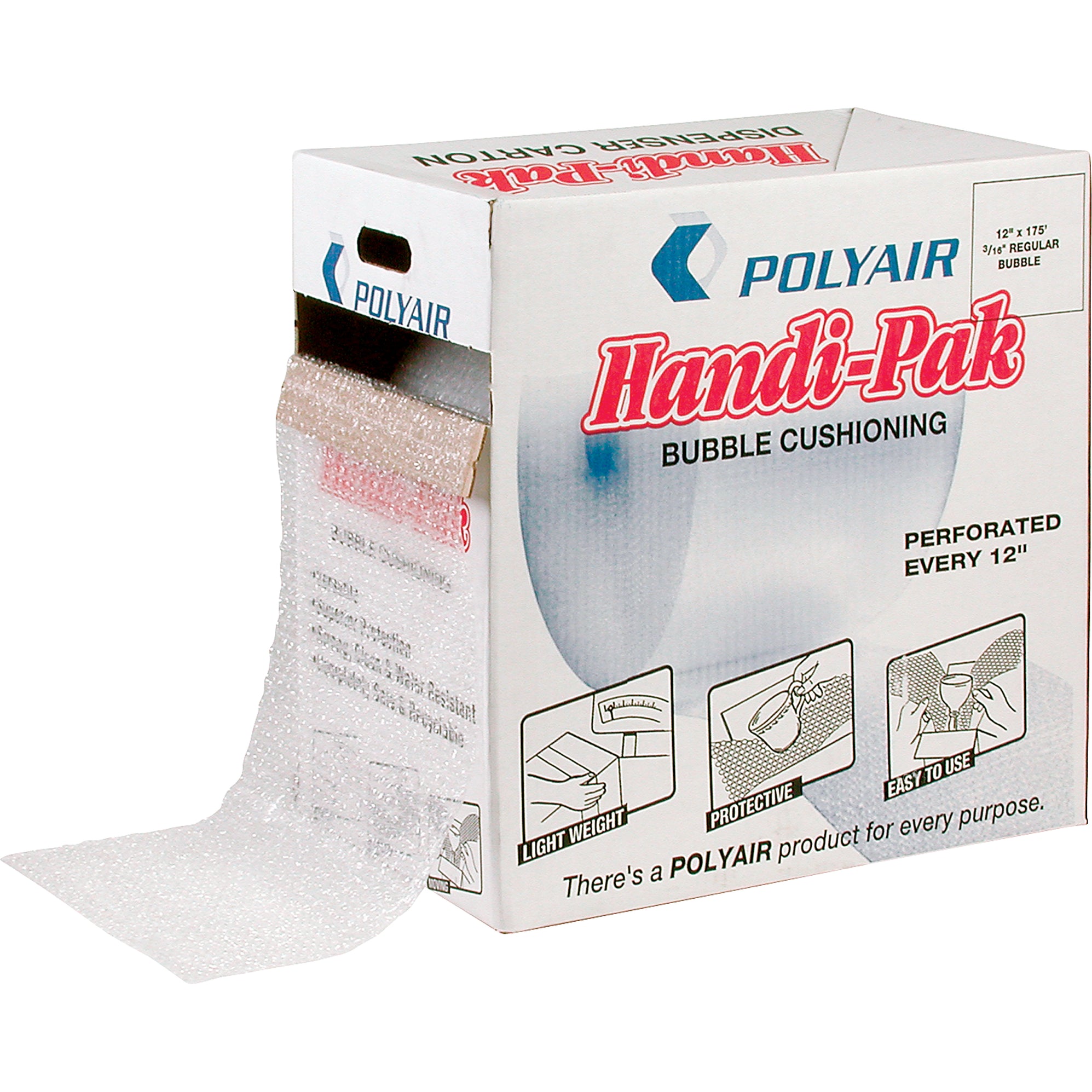 Handi-Pak Bubble Sheet Dispenser, 175' x 12", Bubble Size 3/16 ...
