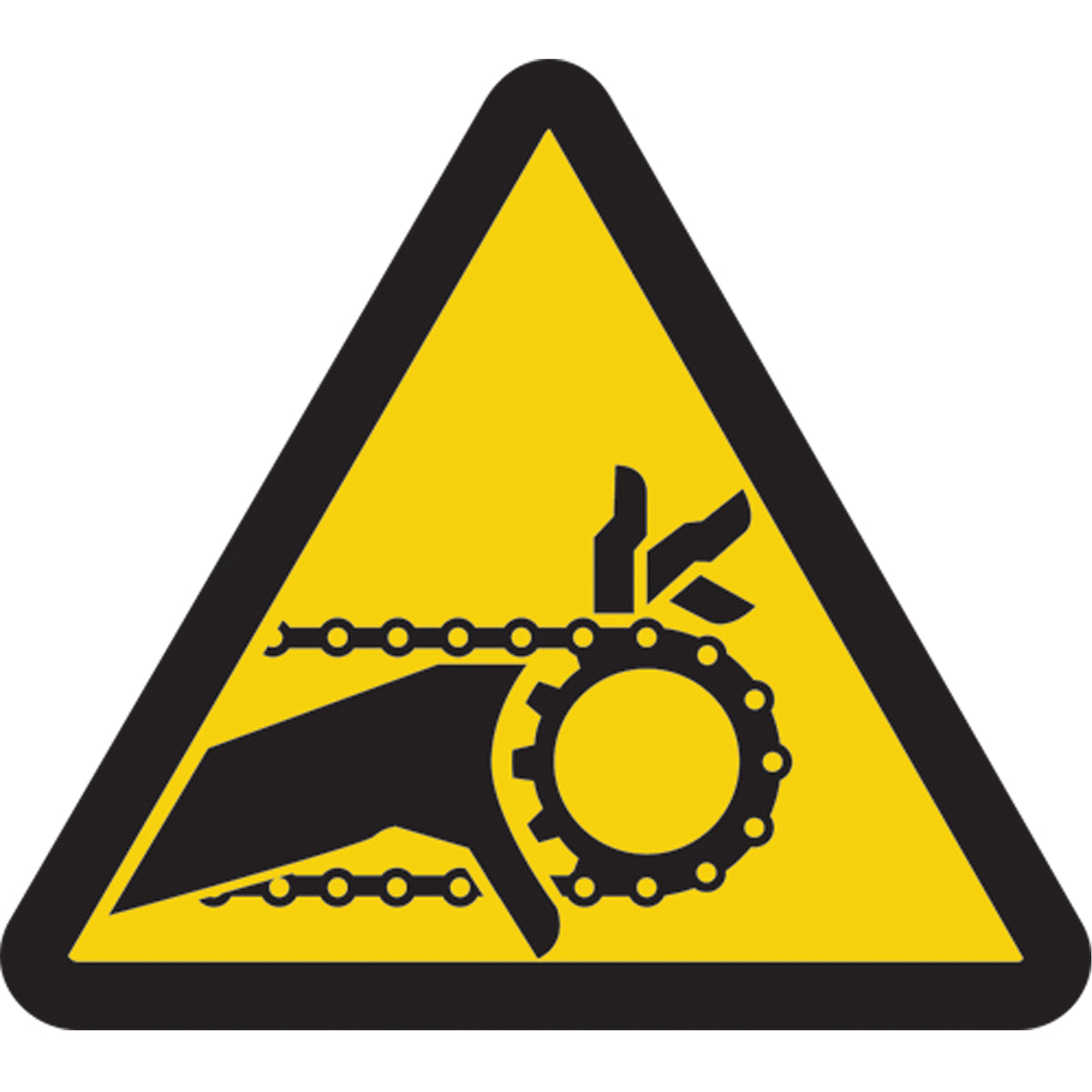 Chain Drive Entrapment Hazard ISO Warning Safety Labels, 4" x 4", Viny ...