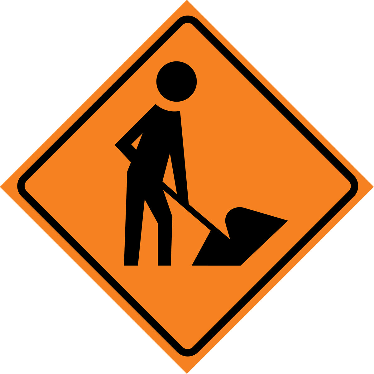 Men at Work Roll-Up Traffic Sign, 36" x 36", Vinyl, Pictogram ...