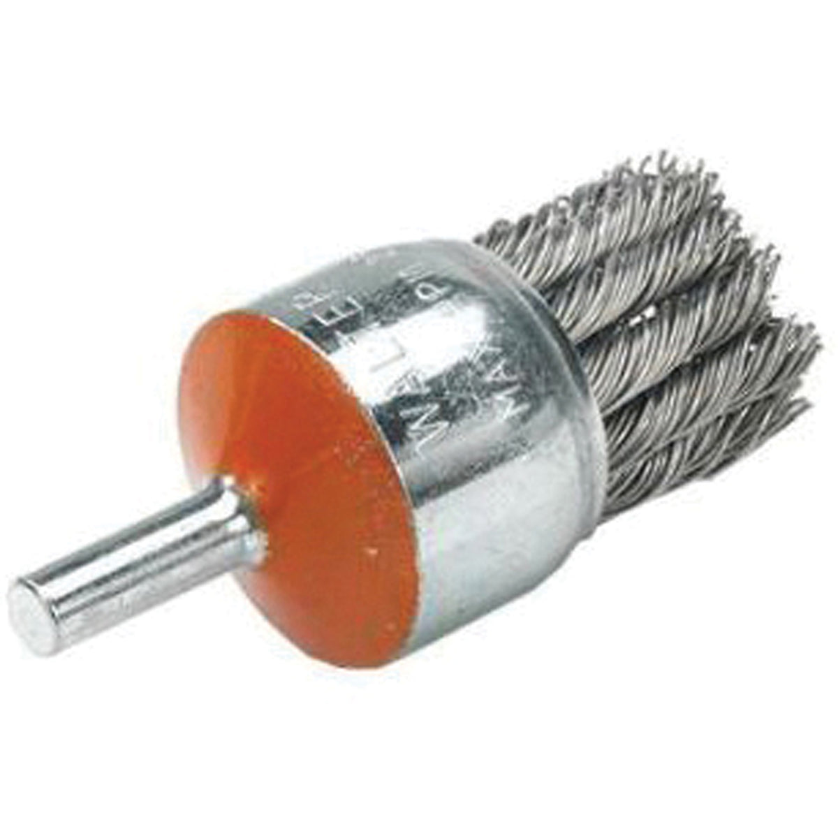 Mounted Knot-Twisted Wire Brush, 1-1/8" Dia., 0.02" Wire Dia., 1/4" Sh ...